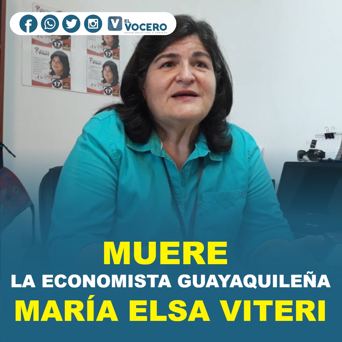MUERE LA ECONOMISTA GUAYAQUILEÑA MARÍA ELSA VITERI – El Vocero