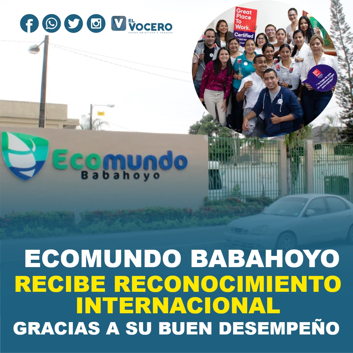 ECOMUNDO BABAHOYO RECIBE RECONOCIMIENTO INTERNACIONAL GRACIAS A SU BUEN ...
