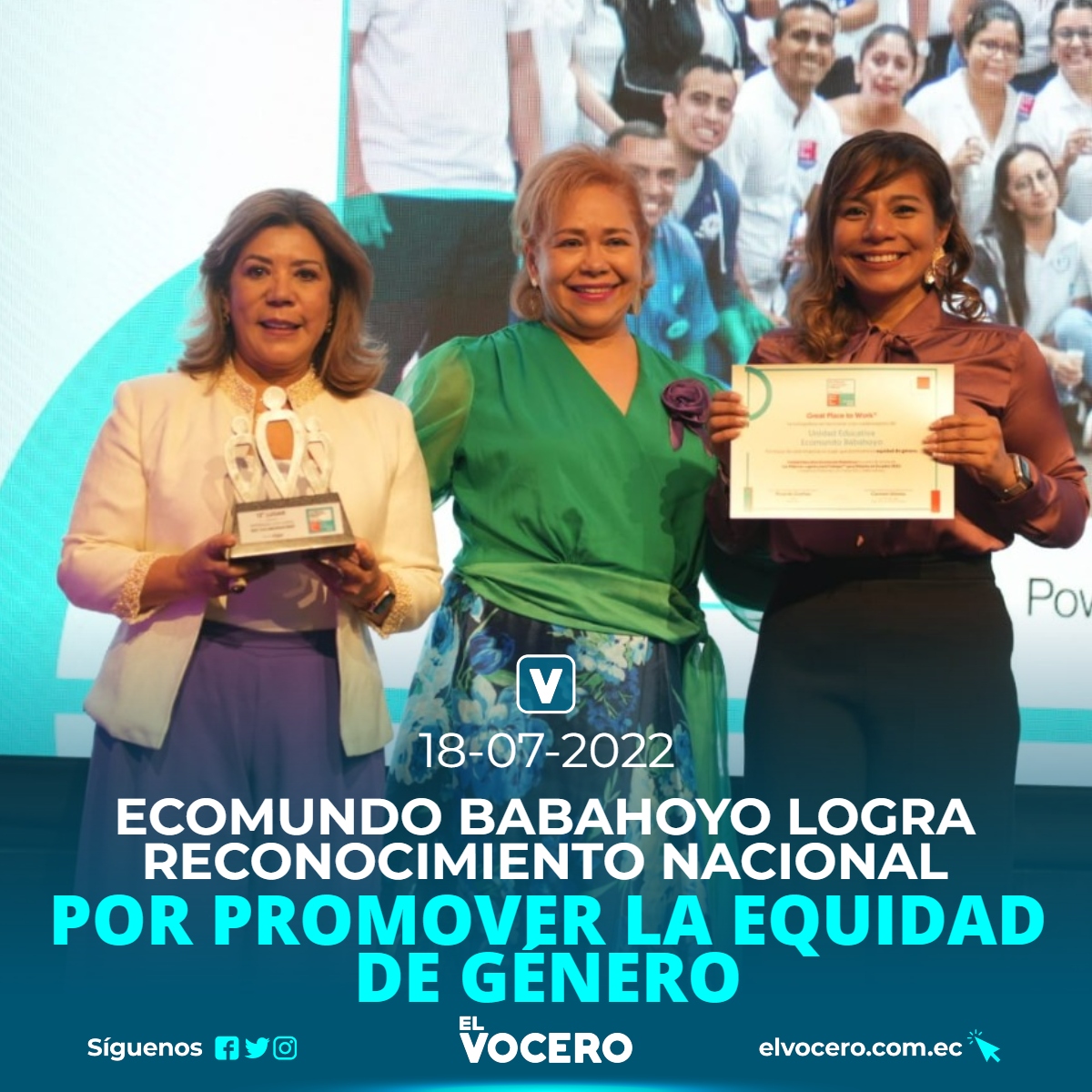 ECOMUNDO BABAHOYO LOGRA RECONOCIMIENTO NACIONAL POR PROMOVER LA EQUIDAD ...